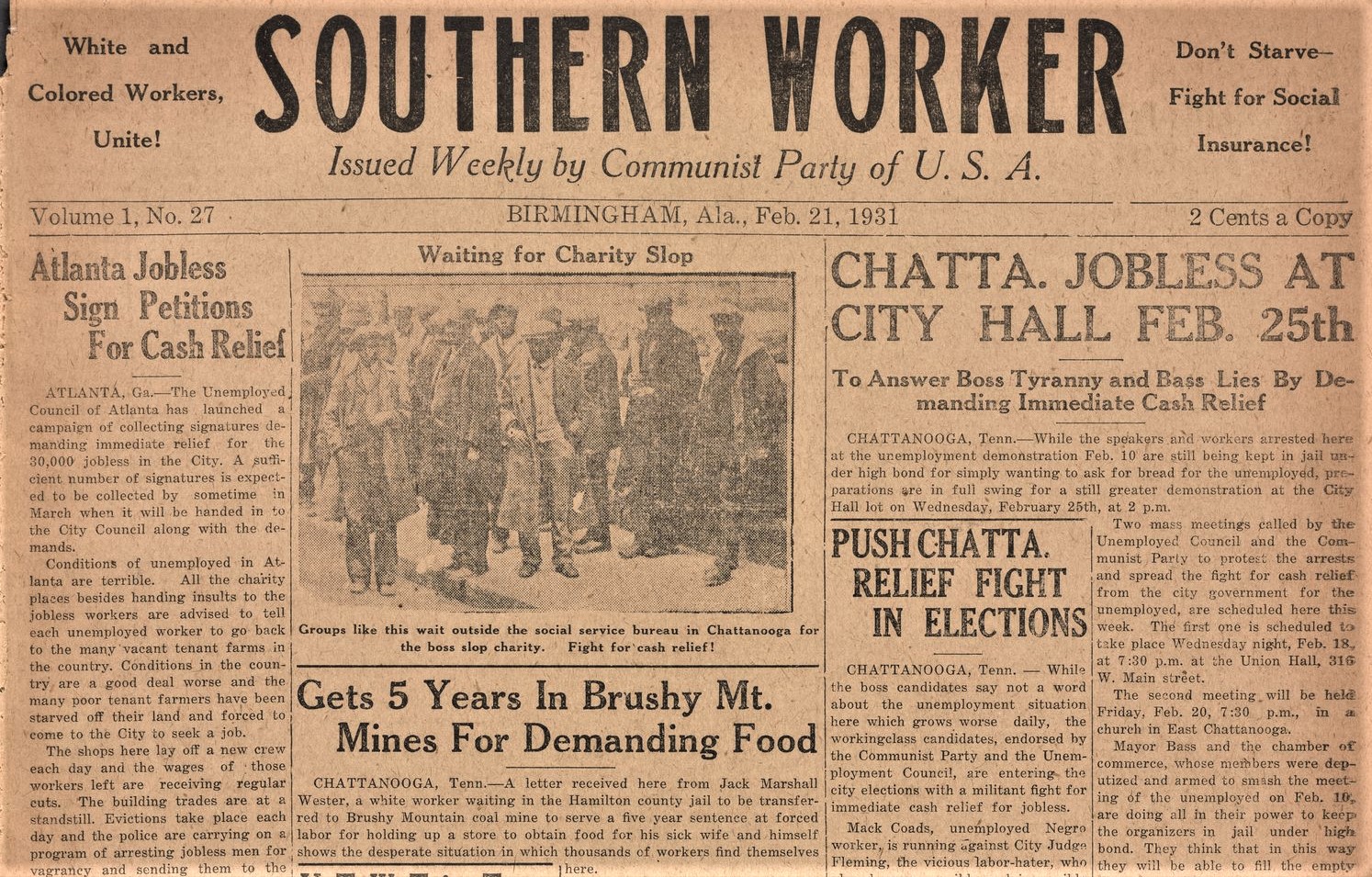 Southern Worker. Vol. 1 No. 27. February 21, 1931. – Revolution's Newsstand