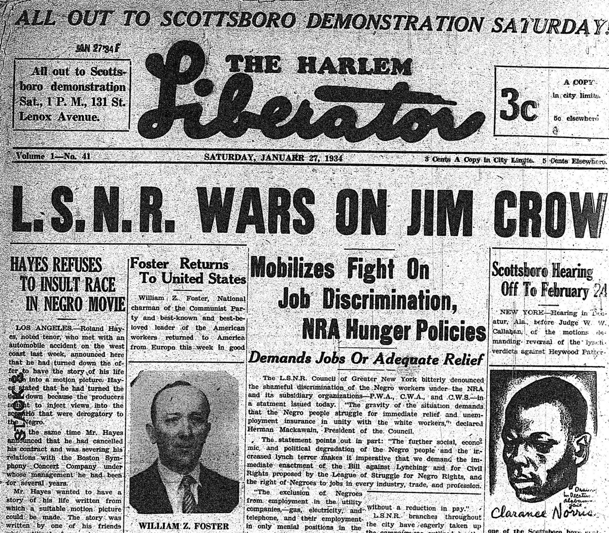 The Harlem Liberator. Vol. 1 No. 41. January 27, 1933. – Revolution's ...