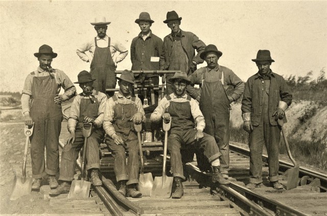 Old Railroad Workers Native American Navajo Railroad Workers Shovels,