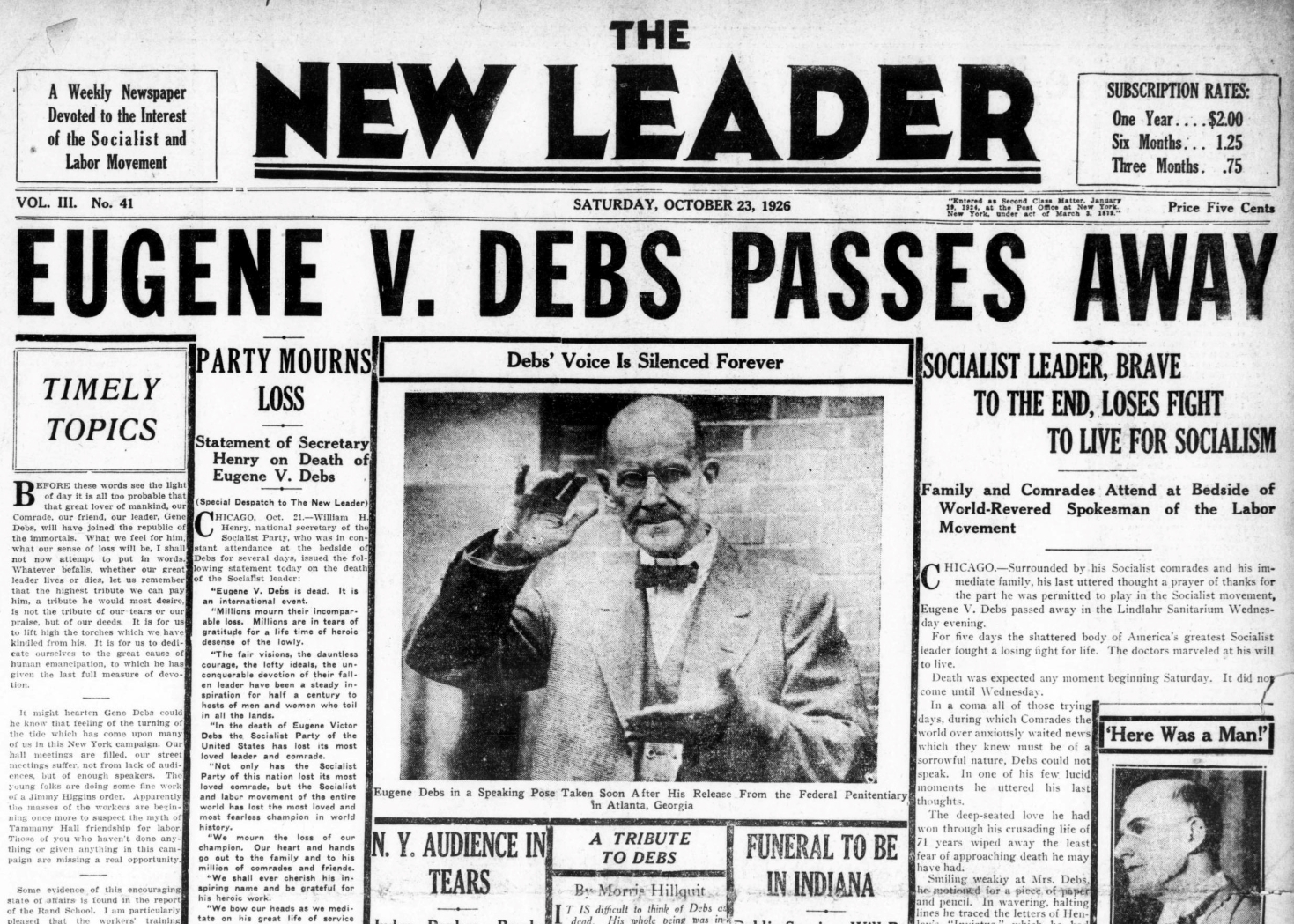The New Leader. Vol. 3 No. 41. October 23, 1926. – Revolution's Newsstand